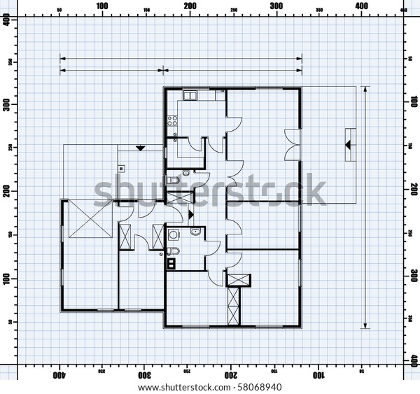Vector Illustration House Project House Blueprint Stock Vector (Royalty ...