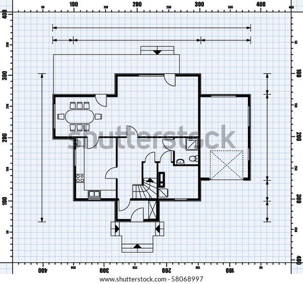 Vector Illustration House Project House Blueprint Stock Vector (Royalty ...