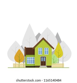 Vector Illustration House Trees Stock Vector (Royalty Free) 1165140484 ...