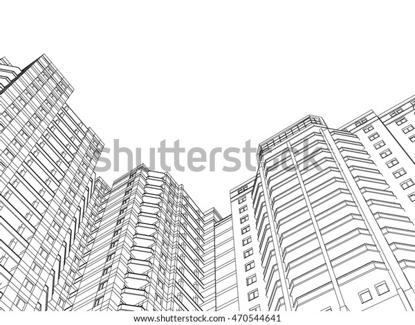Vector Illustration Houses 3d Perspective 3d Stock Vector (Royalty Free ...