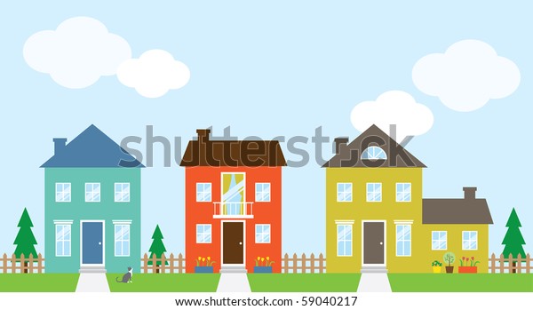 Vector Illustration Houses Stock Vector (Royalty Free) 59040217 ...