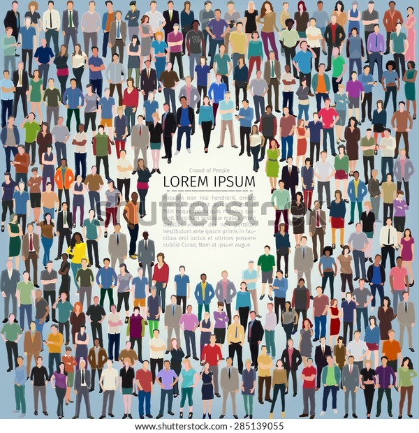Vector Illustration Huge Crowd Stylized People Stock Vector (Royalty ...