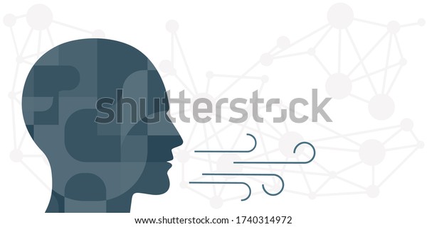 Vector Illustration Human Head Breathing Process Stock Vector (Royalty ...