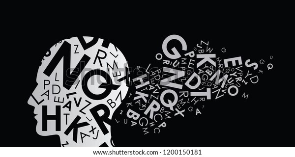 Vector Illustration Human Head Letters Verbal Stock Vector (Royalty ...