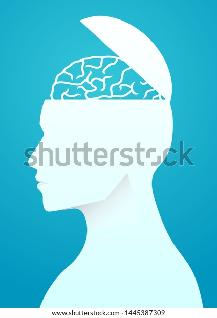 Vector Illustration Human Head Open Brain Stock Vector (Royalty Free ...