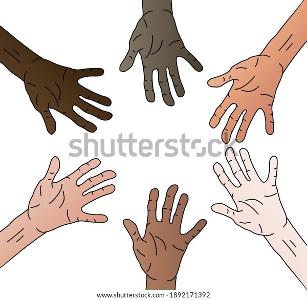 Vector Illustration Human Palms Colors Different Stock Vector (Royalty ...