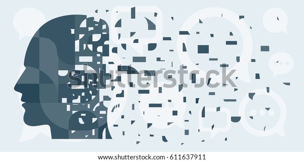 Vector Illustration Human Silhouette Broken Pieces Stock Vector ...