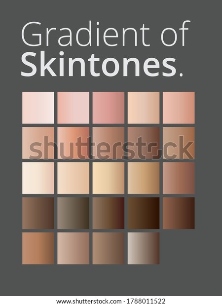 Vector illustration of human skin tone color gradient palette set ...
