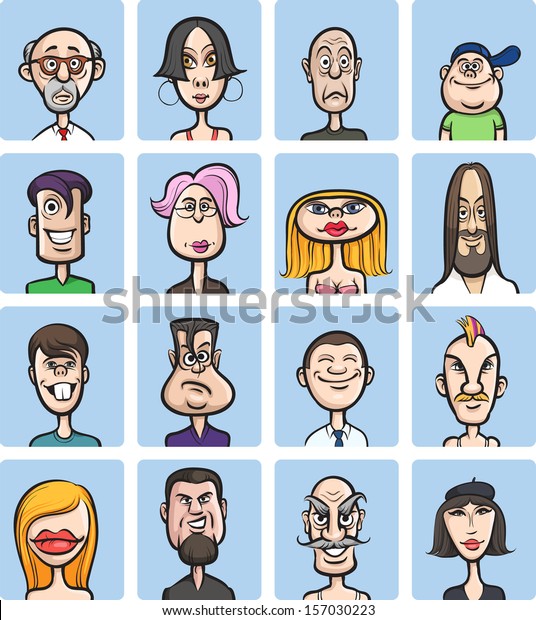 Vector Illustration Humor Cartoon Faces Vector Stock Vector (Royalty ...