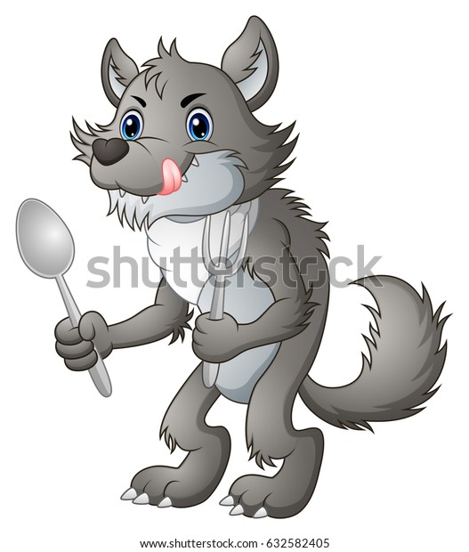 Ilustración vectorial de una caricatura de cerdo hambriento