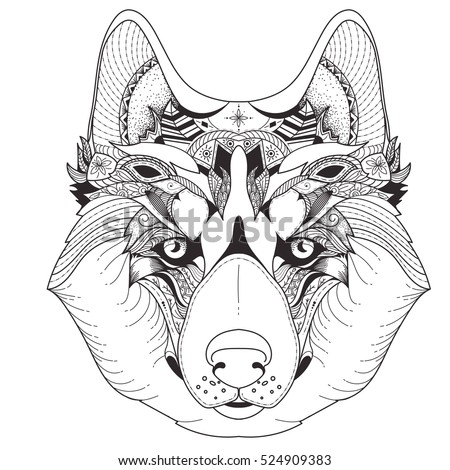 Vector Illustration Husky Tribal Mandala Patterns Stock-Vektorgrafik ...
