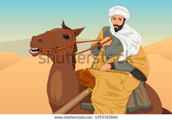 Eine Vektorgrafik von Ibn Battuta Riding a Horse