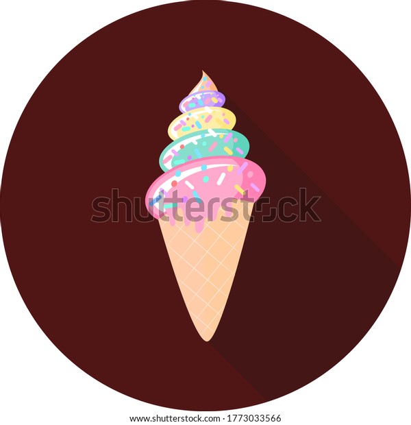 Vector Illustration Ice Cream Circle Icon Stock Vector (Royalty Free ...