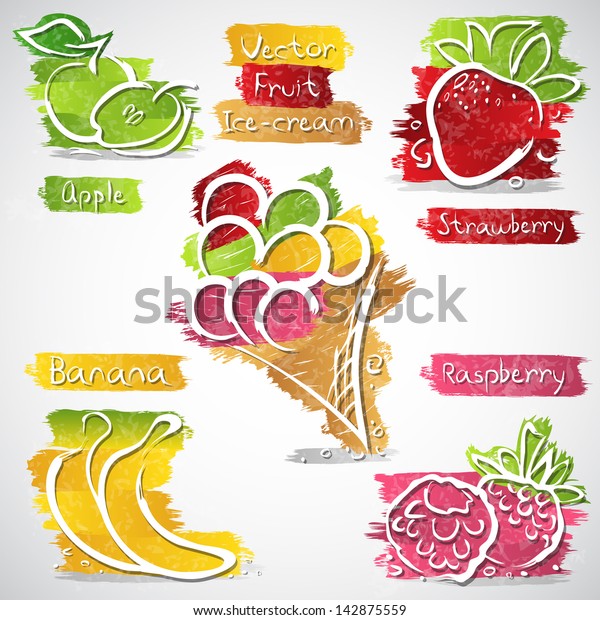 Vector Illustration Ice Cream Fruit Icon Stock Vector (Royalty Free ...