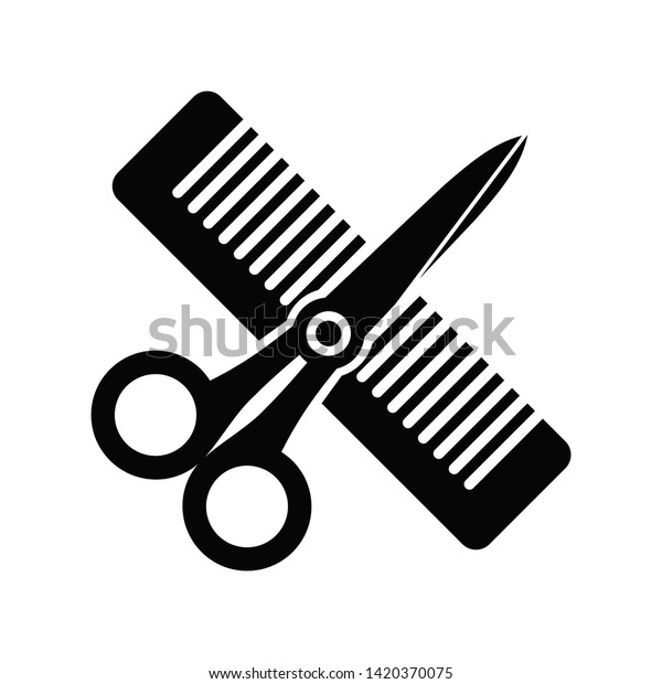 Vector Illustration Icon Crossed Scissors Comb Stock Vector (Royalty ...