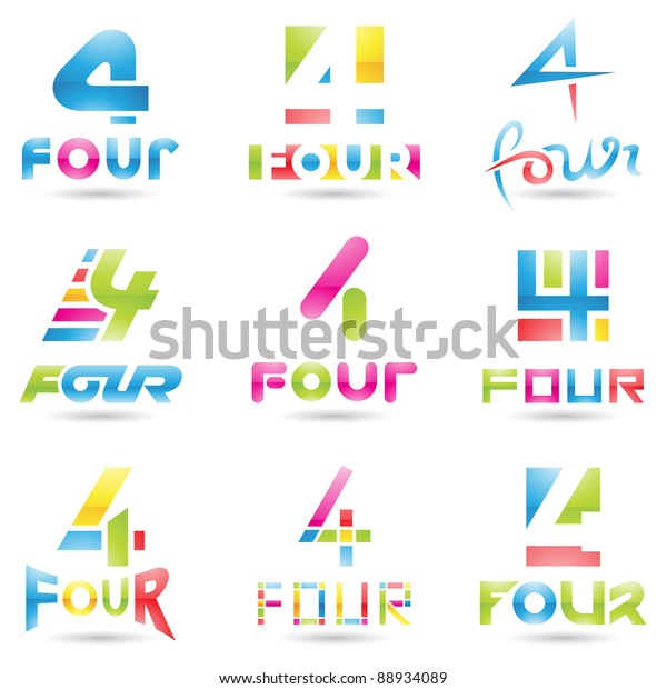 Vector Illustration Icons Number Four Isolated Stock Vector (Royalty ...