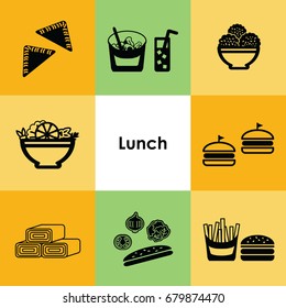 Vector Illustration Icons Set Lunch Stock Vector (Royalty Free ...