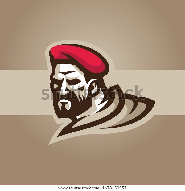 Vector Illustration Image Bearded Soldier Beret Stock Vector (Royalty ...