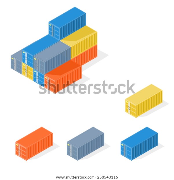 Vector Illustration Industrial Cargo Crates Isometric Stock Vector ...
