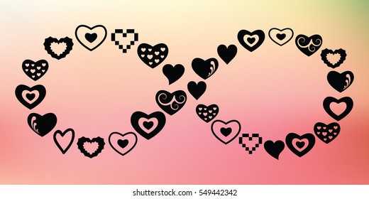 Vector Illustration Infinity Symbol Hearts On Stock Vector (Royalty ...