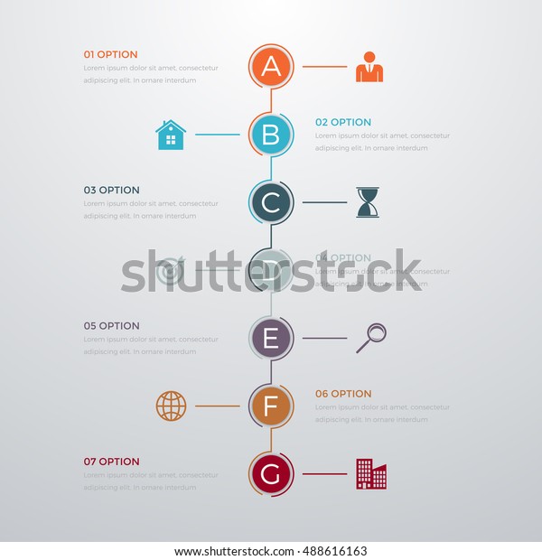 Vector Illustration Infographics Timeline Seven Options Stock Vector ...