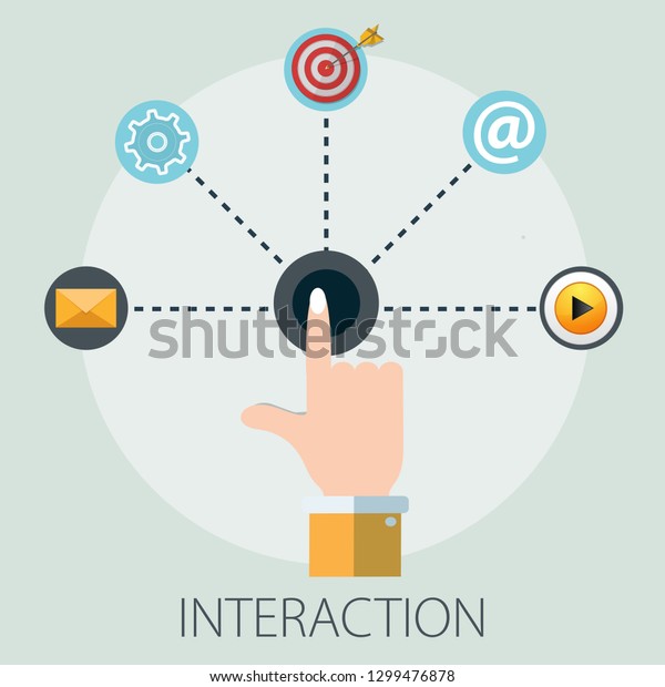 Vector illustration of interactive business & interaction digital ...