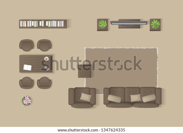 Vector Illustration Interior Living Room Top Stock Vector (Royalty Free ...