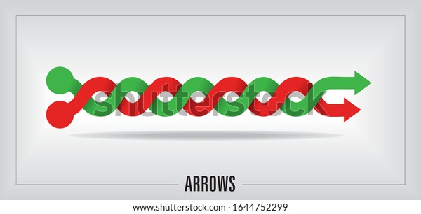 Vector Illustration Intertwined Arrows Green Red Stock Vector (Royalty ...