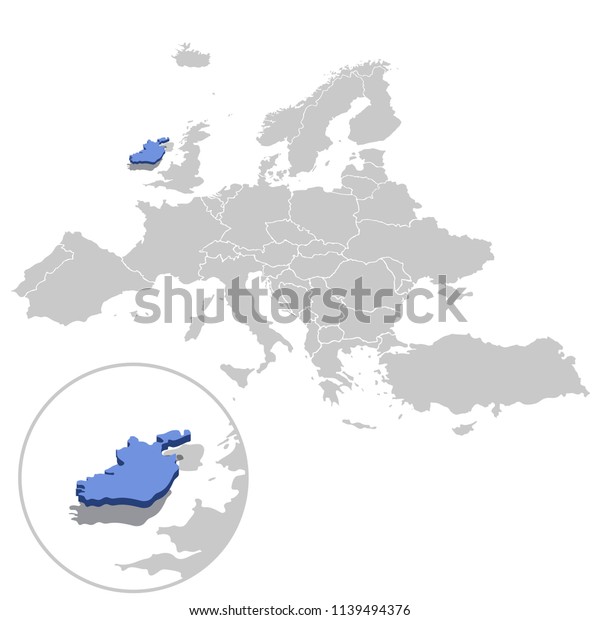 Vector Illustration Ireland Blue On Grey Stock Vector (Royalty Free ...
