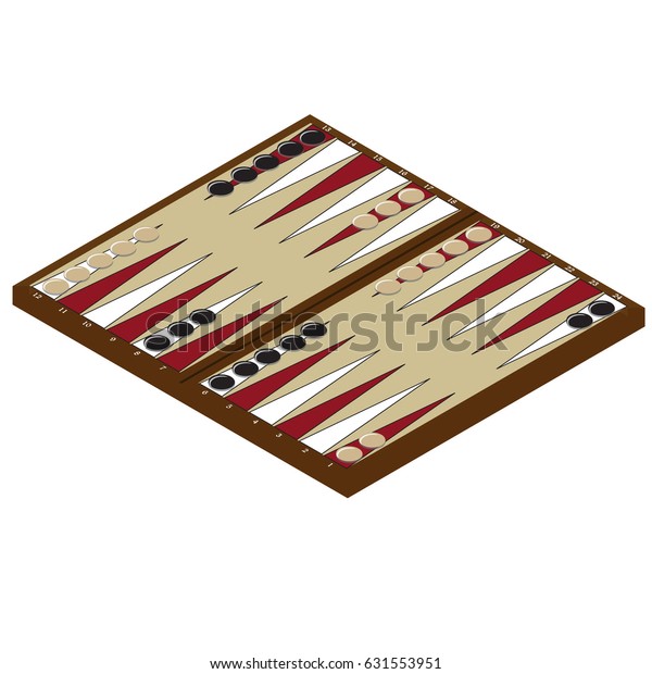 Vector Illustration Isometric Backgammon Wooden Board Stock Vector ...