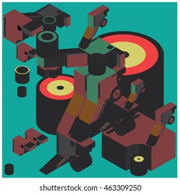Vector Illustration Isometric Block Cylinder Design Stock Vector ...
