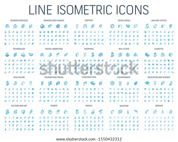 Vector Illustration Isometric Line Icons Business Stock Vector (Royalty ...