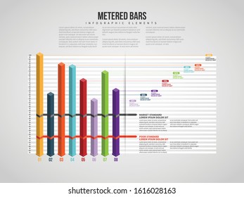 Vector Illustration Isometric Metered Bars Infographic Stock Vector ...