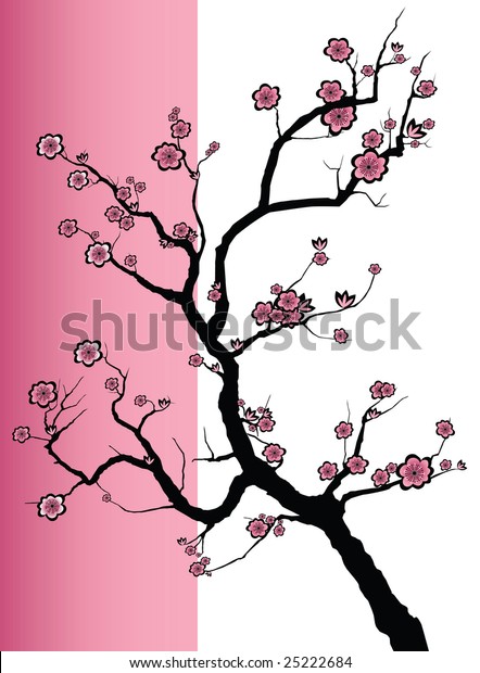 Vector Illustration Japanese Cherry Tree Blossom Stock Vector (Royalty ...
