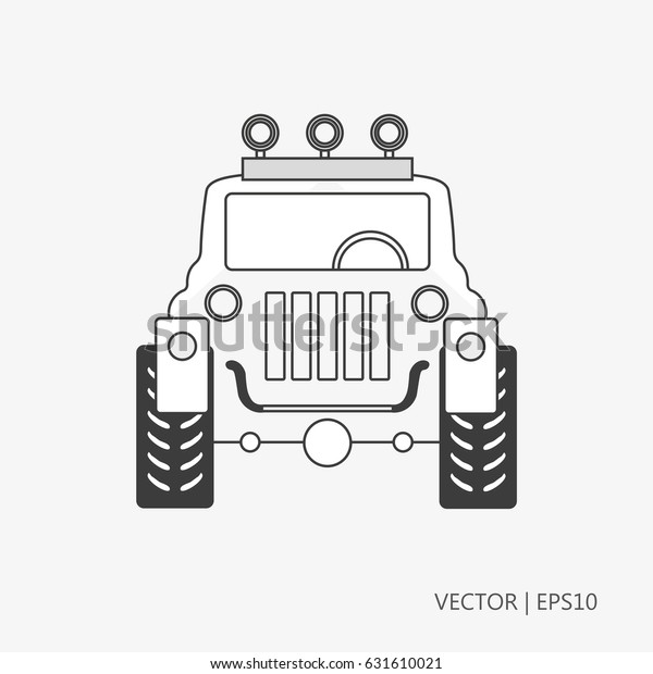 Vector illustration. A jeep. Big off-road car. Sketch. Drawing for ...
