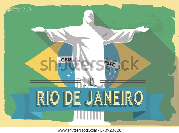 Vektor Stok Vector Illustration Jesus Statue Rio De (Tanpa Royalti ...