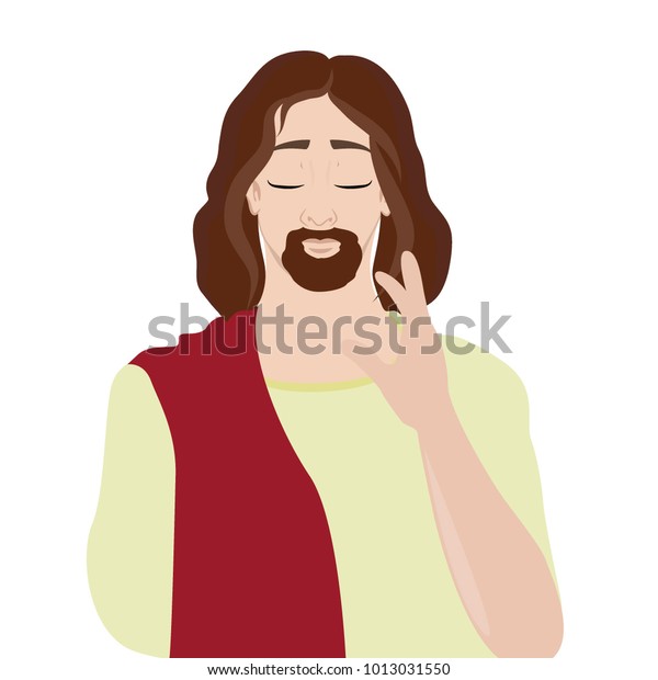 Vector Illustration Jesusface Jesus Open Hands Stock Vector (Royalty ...