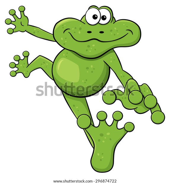 Vector Illustration Jumping Cartoon Frog Isolated Stock Vector (Royalty ...