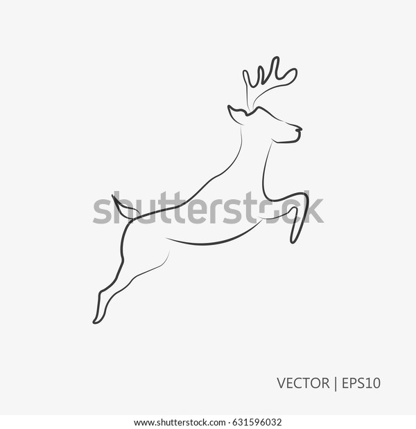 Vector Illustration Jumping Deer Animal Sketch Stock Vector (Royalty ...