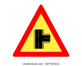 Vector Illustration Junction Ahead Warning Traffic: เวกเตอร์สต็อก (ปลอด ...
