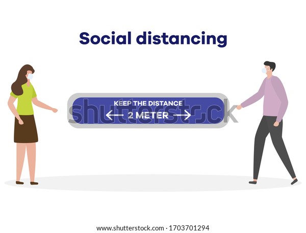 Vector Illustration Keep Distance Social Distancing Stock Vector ...