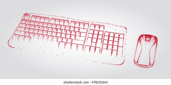 Vector Illustration Keyboard Mouse Arranged Dots Stock Vector (Royalty ...