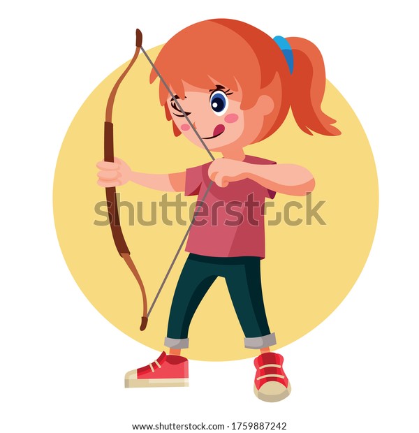 Vector Illustration Kid Playing Archery Bow Stock Vector (Royalty Free ...