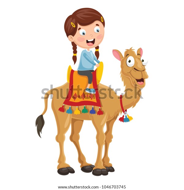Vector Illustration Kid Riding Camel Stock Vector (Royalty Free ...