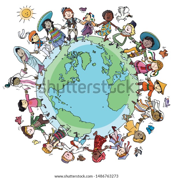 Vektorillustration Illustration, Kinder auf der ganzen Welt, Cartoon ...