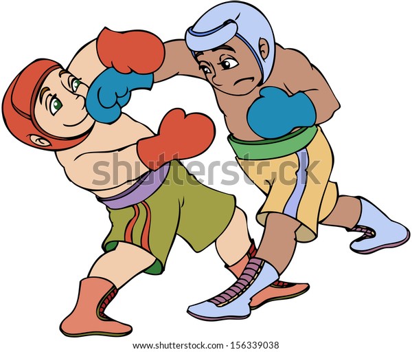 Vector Illustration Kids Boxing Match Cartoon Stock Vector (Royalty ...