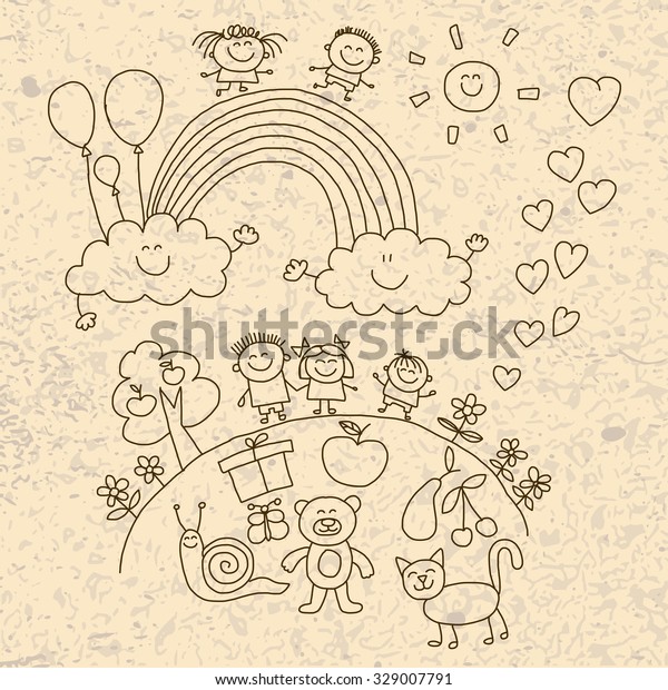 Vector Illustration Kids Children Play School Stock Vector (Royalty ...