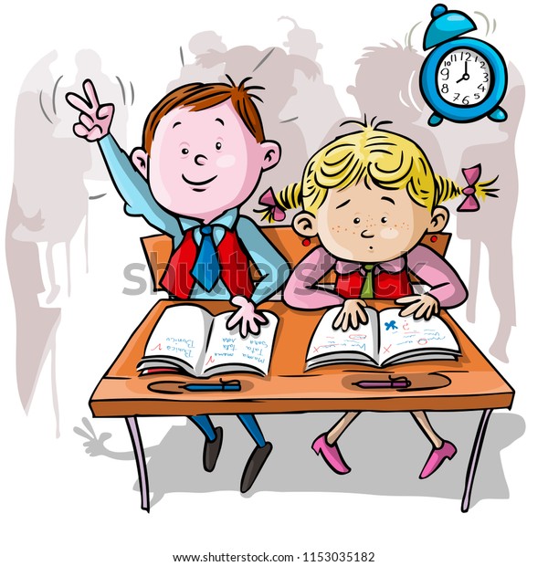 Vector Illustration Kids Classroom Cartoon Concept Stock Vector ...