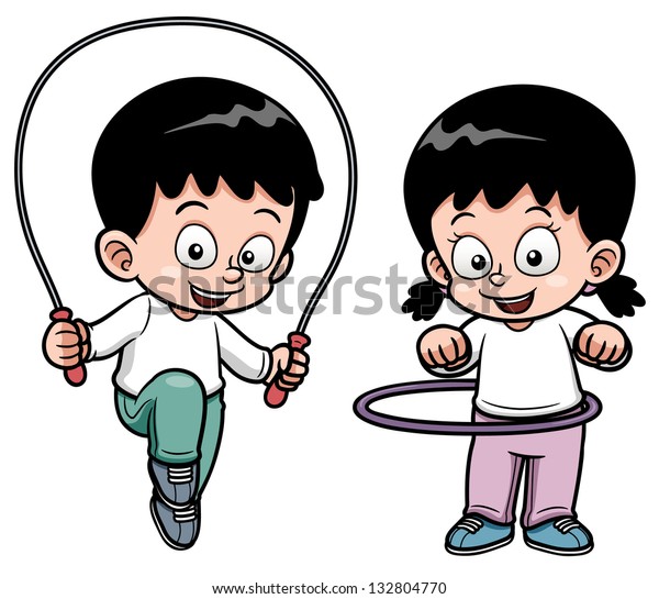 Vector Illustration Kids Exercising Stock Vector (Royalty Free ...