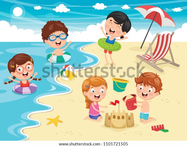 12,749 Cartoon Kids Playing On Beach Stock Vectors, Images & Vector Art ...